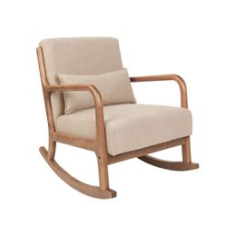 Beliani Schaukelstuhl SKOVDE in Beige/Braun - (W) 66 x (H) 82 x (L) 79 cm | Gr.: onesize