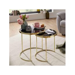 KADIMA DESIGN Design Satztisch COMO /Gold Beistelltisch Metall/Glas, | Gr.: onesize