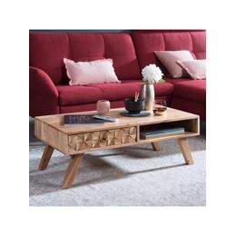 KADIMA DESIGN Couchtisch REWA 95x35x50cm Massivholz Sofatisch, Design | Gr.: onesize