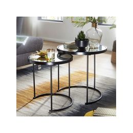 KADIMA DESIGN Design Beistelltisch Rund &Oslash; 50/42 cm - 2 teilig mit Spiegel | Gr.: onesize
