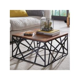 KADIMA DESIGN Couchtisch BAKAL 60x35x60 cm Massivholz / Metall Sofatisch, | Gr.: onesize