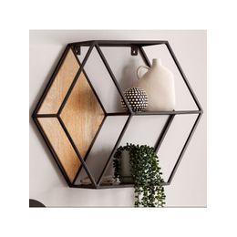 KADIMA DESIGN Wandregal 60x52x20 cm Mango Massivholz / Metall H&auml;ngeregal | Gr.: onesize