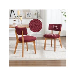ABRIHOME Esszimmerst&uuml;hle 2er Set Mid-Century Stil in Rotwein, 54.5x47x77 cm | Gr.: onesize