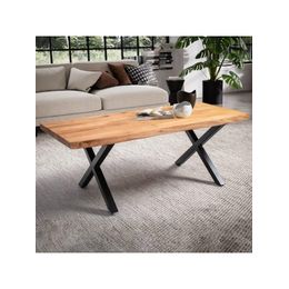 KADIMA DESIGN Couchtisch 120x60x46 cm Massivholz / Metall Baumkante, Design | Gr.: onesize