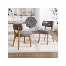 ABRIHOME Esszimmerst&uuml;hle 2er Set Mid-Century Stil in Grau, 54.5x47x77 cm | Gr.: onesize