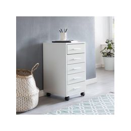 KADIMA DESIGN Rollcontainer 33 x 63 x 38 cm Holz Schubladenschrank in Wei&szlig; | Gr.: onesize
