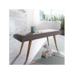 KADIMA DESIGN Sitzbank Stoff / Massivholz Bank 117x51x38 cm im Retro Stil, 2er in Grau | Gr.: onesize