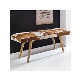 KADIMA DESIGN Sitzbank Ziegenfell / Massivholz Bank 120 x 40 x 52 cm, Polsterbank | Gr.: onesize