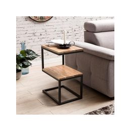 KADIMA DESIGN Beistelltisch AKOLA S-Form Massiv-Holz / Metall 45 x 60 x 30 cm in Akazie | Gr.: onesize