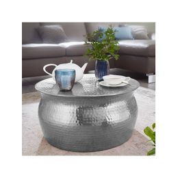 KADIMA DESIGN Couchtisch 60x30,5x60cm Aluminium Silber Beistelltisch orientalisch in Silbern | Gr.: onesize