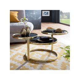 KADIMA DESIGN Couchtisch mit 3 Tischplatten / Gold 58 x 43 x 58 cm, | Gr.: onesize