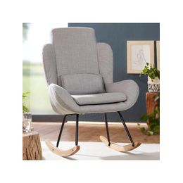KADIMA DESIGN Schaukelstuhl CAPRI Design Relaxsessel 75 x 110 x 88,5 cm, in Grau | Gr.: onesize