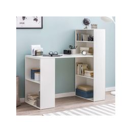KADIMA DESIGN Schreibtisch WL5.692 mit Regal 120 x 120 x 53 cm Matt Holz in Wei&szlig; | Gr.: onesize