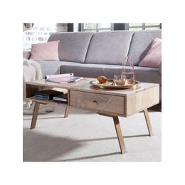 KADIMA DESIGN Couchtisch SIKAR 95x42x50cm Massivholz / Metall Sofatisch, | Gr.: onesize