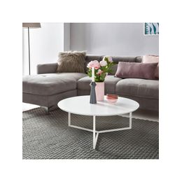 KADIMA DESIGN Design Couchtisch MDF Holz wei&szlig; matt Gestell Metall &oslash; 80 cm | Gr.: onesize