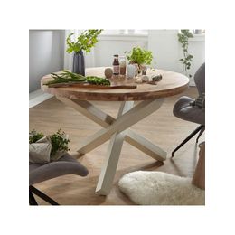 KADIMA DESIGN Design Esszimmertisch BOHA rund &Oslash; 120 cm x 75 cm Massiv-Holz in Akazie | Gr.: onesize