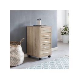 KADIMA DESIGN Rollcontainer 33 x 63 x 38 cm Holz Schubladenschrank in Sonoma | Gr.: onesize