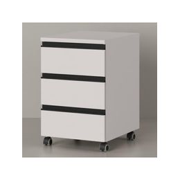 KADIMA DESIGN Rollcontainer Soft-Close 3 Schubladen, B&uuml;rocontainer "Stuttgart" in Greige | Gr.: onesize