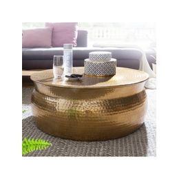 KADIMA DESIGN Couchtisch 75x31x75 cm Aluminium Beistelltisch orientalisch in Gold | Gr.: onesize