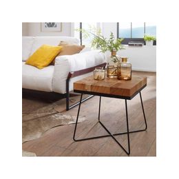 KADIMA DESIGN Beistelltisch 45 x 45 x 51 cm Massivholz mit Metallgestell | Gr.: onesize