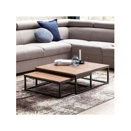 KADIMA DESIGN Couchtisch AKOLA 2-teilig Massivholz 75 x 75 x 27 cm | Gr.: onesize