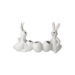 Goebel Figur " Hase mit Vase Snow White -Spring Feelings " in wei&szlig; glasiert | Gr.: onesize