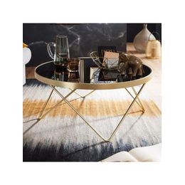 KADIMA DESIGN Couchtisch &Oslash; 82 cm / matt Gold Beistelltisch Metall/Glas, | Gr.: onesize