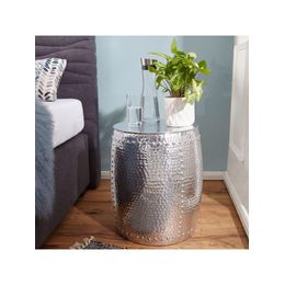 KADIMA DESIGN Beistelltisch 42x49x42cm Aluminium Silber Dekotisch orientalisch | Gr.: onesize