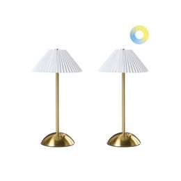 Beliani 2er-Set Tischlampe f&uuml;r den Au&szlig;enbereich RUBA in Gold/Wei&szlig; | Gr.: onesize