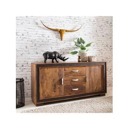 KADIMA DESIGN Design Sideboard Massivholz mit Kunstleder 160x44x80 cm | Gr.: onesize