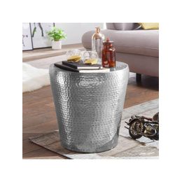KADIMA DESIGN Beistelltisch 41x41x41cm Aluminium Silber Dekotisch orientalisch | Gr.: onesize
