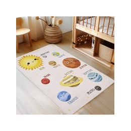 KADIMA DESIGN Teppich Kinder Planetenwelt Polyamid rutschfest Kinderzimmer | Gr.: 80 x 120 cm