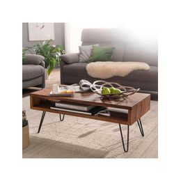 KADIMA DESIGN Couchtisch 100x40x50 cm Massivholz / Metall Sofatisch, | Gr.: onesize