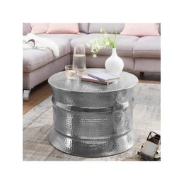 KADIMA DESIGN Couchtisch 62x41x62cm Aluminium Silber Beistelltisch orientalisch | Gr.: onesize