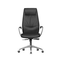 KADIMA DESIGN B&uuml;rostuhl Echtleder Schreibtischstuhl X-XL 120kg in Schwarz | Gr.: onesize
