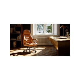 KADIMA DESIGN Designer B&uuml;rostuhl Bezug Echtleder Caramel Schreibtischstuhl bis 120 in Beige | Gr.: onesize