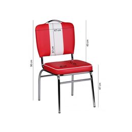 KADIMA DESIGN Esszimmerstuhl American Diner 50er Jahre Retro in Rot | Gr.: onesize