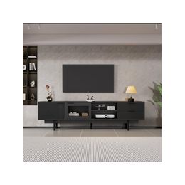 ABRIHOME Fernsehschrank TV St&auml;nder f&uuml;r 80 Zoll mit Stauraum 200*40*50.5 cm, Schwarz | Gr.: onesize