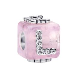 Pandora Silber Charm Rosafarbener Muranoglas Liebesw&uuml;rfel | Gr.: onesize