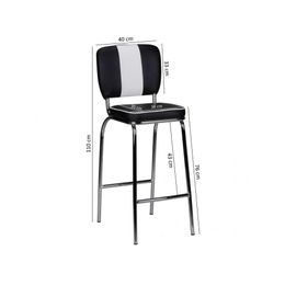 KADIMA DESIGN Barstuhl American Diner 50er Jahre Retro Wei&szlig; in Schwarz | Gr.: onesize