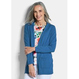 GOLDNER Kurzgr&ouml;&szlig;e: Cardigan Elegante Strickjacke mit Kaschmir in blau | Gr.: 21