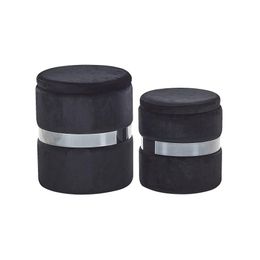 Beliani 2er-Set Pouf DORIS in Schwarz/Silber | Gr.: onesize