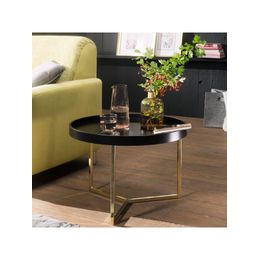KADIMA DESIGN Couchtisch JESI 58,5x42x58,5cm / Gold Sofatisch Metall Rund, in Schwarz | Gr.: onesize