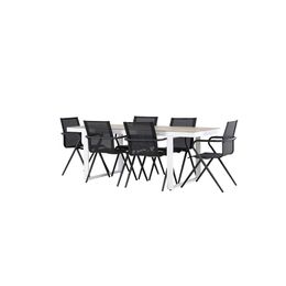 ebuy24 1 x Tisch 6 x St&uuml;hle Wei&szlig; 90 x 200 cm | Gr.: onesize