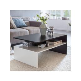 KADIMA DESIGN Wohnzimmertisch 90 x 43 x 60 cm mit Ablage Holz Schwarz / , | Gr.: onesize
