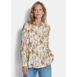 GOLDNER Viskosebluse mit floralem Muster in beige / pfirsich / gemustert | Gr.: 42