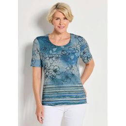 GOLDNER Druckshirt mit floralem Muster in blau / gemustert | Gr.: 42