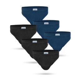 Normani 6 Slips aus Baumwolle mit Stretchbund f&uuml;r Herren in 3 x Navy 3 x Schwarz | Gr.: XXL