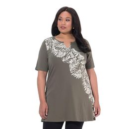 Ulla Popken Longshirt in olivgrau | Gr.: 58-60