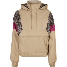 Urban Classics Damen Ladies AOP Mixed Pull Over Jacket in unionbeige/darkleo/w. | Gr.: S